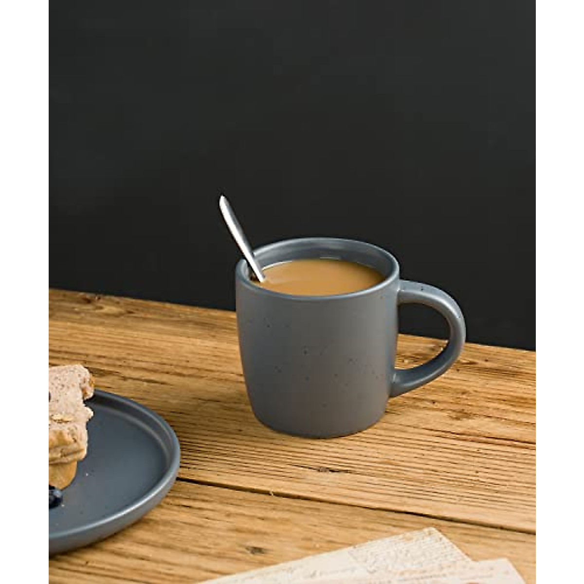 famiware Coffee Mugs Set of 4, 13oz Large Ceramic Coffee Mugs, Craft Spots Modern Coffee Mugs Set with handle for Tea Latte Cappuccino Milk Cocoa, Charcoal…