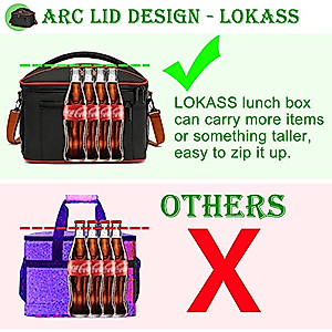 LOKASS Lunch Box Insulated Lunch Bag Leakproof Cooler Bag Large Drinks Holder Wide-Open Snacks Organizer with Shoulder Strap for Men Women Adult Work School Picnic Beach Camping Hiking, Black(16L)