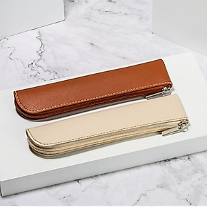 MetaProDAO Pencil Bag Pen Case Cosmetic Makeup Bag Pen Pencil Stationery Pouch Bag Case/PU Leather Small Pencil Pouch Students Stationery Pouch Zipper Bag for Pens, Pencils, Markers (grey)