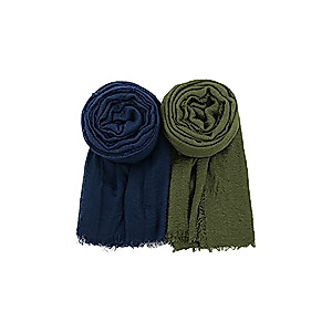 Century Star Womens Turban Head Wrap Scarve Soft Cotton Headbands Hijab for Women All Season Long Scarf Yellow&Red&Navy&Army Green