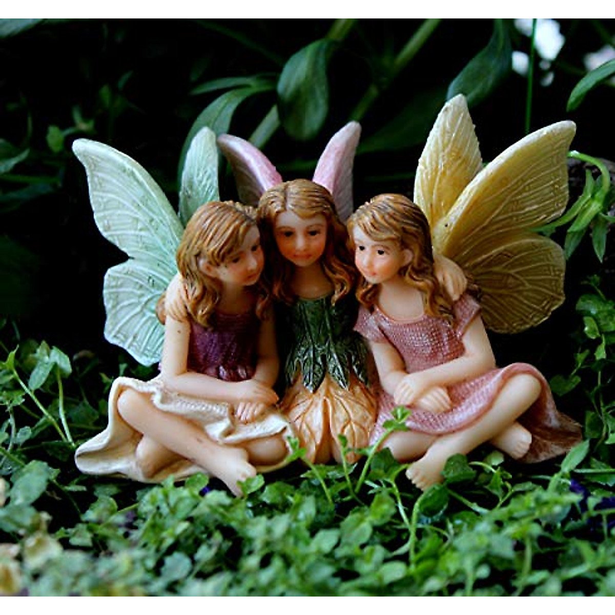 PRETMANNS Fairies for Fairy Garden - Garden Fairy Figurines - Garden Fairies for a Miniature Fairy Garden - Adorable Sitting Fairy Garden Fairies - 1 Piece Sister Fairies
