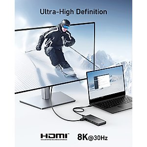 Anker USB C Hub, 556 USB-C Hub (USB4, 8-in-1) with 1.6ft USB4 Cable, 10 Gbps USB-C and USB-A Data Ports, 8K HDMI and DisplayPort New Nylon USB C to USB C Cable 100W 10ft, USB 2.0 Type C Chargi