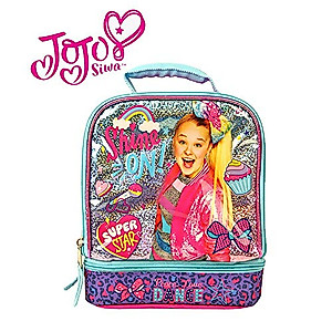 RALME Nickelodeon JoJo Siwa Lunch Box Kit with Insulated Dual Compartment for Girls