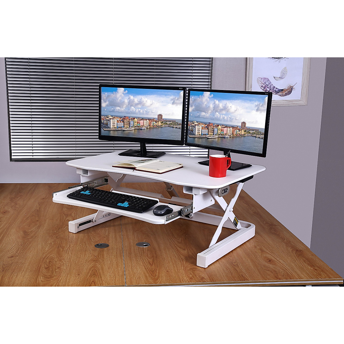 ApexDesk ZT Series Height Adjustable Sit to Stand Electric Desk Converter, 2-Tier Design with Large 36x24 Upper Work Surface and Lower Keyboard Tray Deck (Electric Riser, White)
