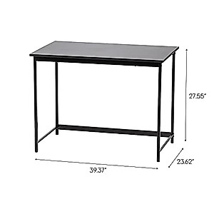 IRIS USA 39 Inch Modern Laptop and Computer Desk Office Table for Home Office, Water and Scratch Resistant Surface Gaming Desk, Easy to Assemble Black Desk