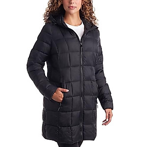 Reebok Women's Winter Jacket - Long Length Quilted Puffer Parka - Heavyweight Outerwear Coat for Women (S-XL), Size Medium, Black