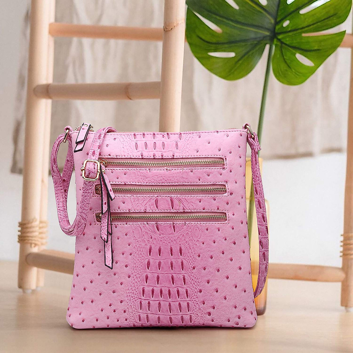 Dasein Crossbody Purse for Women Vegan Leather Shoulder Handbags Messenger Bags with Multi Zipper Pockets