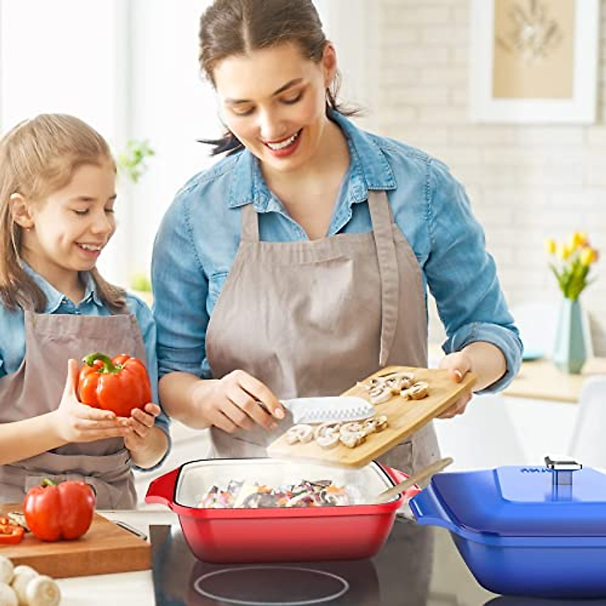 Dutch Oven, imarku 3.5 Quart Braiser Pan Nonstick Heavy Duty Enameled Cast Iron Dutch Oven Pot, Oven Safe Up To 550°F, Enamel Coating, Nonstick Easy to Clean