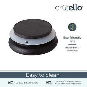 Crutello 12 Pack 8.5 Oz Spice Jars with Black Bamboo Lids for your Pantry, Dishwasher Safe Jars with Black Lids and Labels for Spices, Honey, Beans, Rice, Nuts