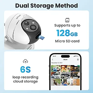 ieGeek Security Camera Outdoor, 2K Wireless WiFi 360°PTZ Camera, Solar Security Camera Battery Powered,Surveillance Camera with Spotlight/Siren/Motion Detection/3MP Color Night Vision,Works with Alexa