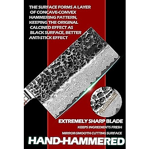 YOUSUNLONG Meat Cleaver 7 inch Vegetable Cleaver Japanese Hammer Damascus Steel - Natural Walnut Wooden Handle with Leather Sheath