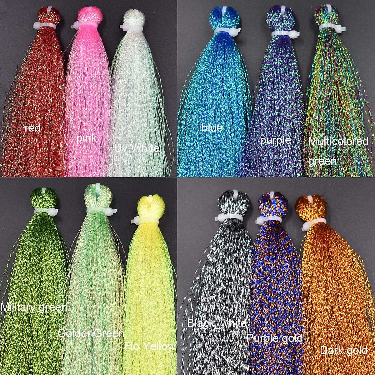 270 Strands 12 Best Color/Set Packs Crystal Flash Line Fly Fishing Tying Material Dry Flies (1-Crystal Flash Set A)