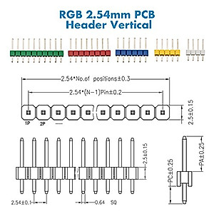 CQRobot 2.54 mm Pitch 4-Pin / 5-Pin / 6-Pin / 8-Pin / 10-Pin Colorful Stackable Stacking Pin PCB Vertical Header Kit. Application to DIY Prototyping Electronic Projects.