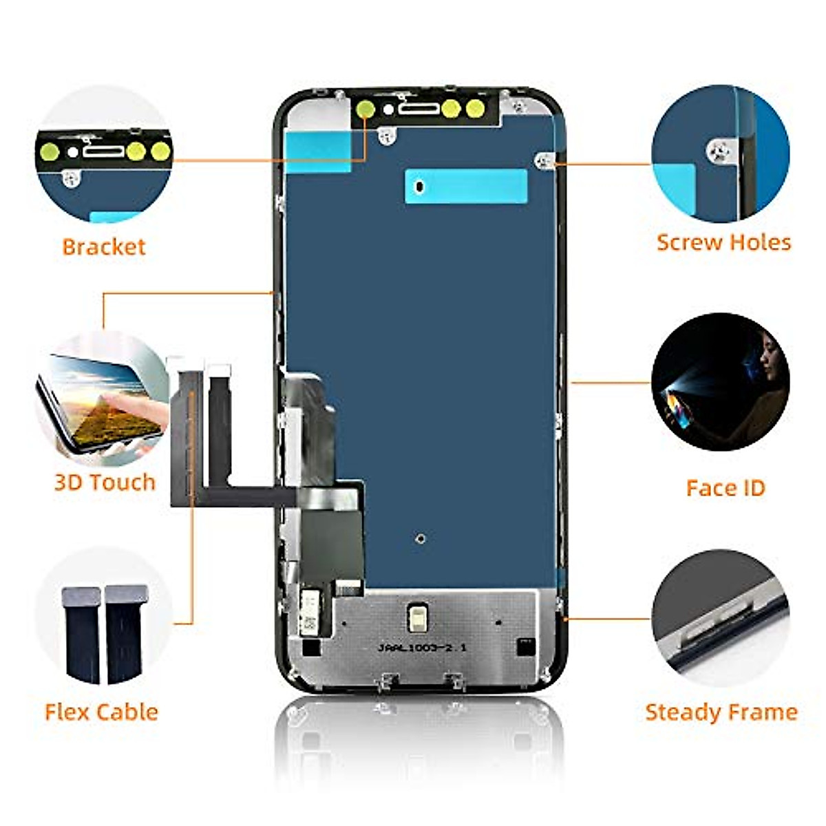 for iPhone XR Screen Replacement 6.1", Bsz4uov 3D Touch LCD Display Digitizer Assembly for A1984, A2105, A2106, A2108, with Magnetic Screws Map Waterproof Frame Adhesive Sticker and Full Repair Tools