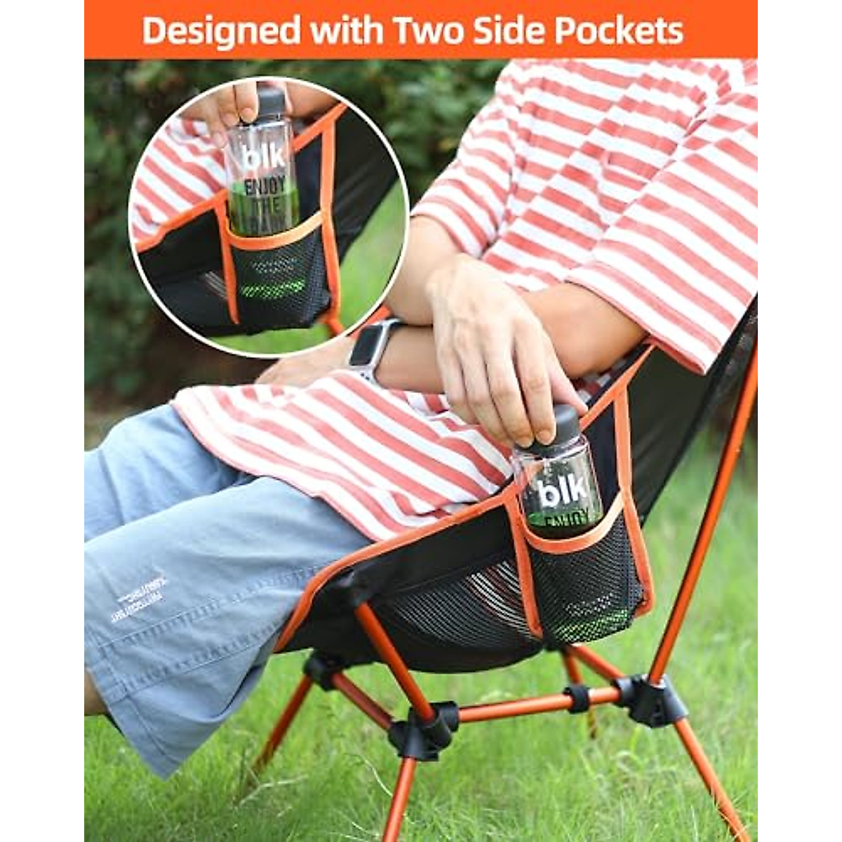 Sportneer Backpacking Chair, Lightweight Portable Camping Chair for Adults Foldable Outdoor Collapsible Camp Chair for Camping Hiking Lawn Picnic Beach Outside Travel