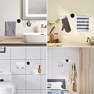 Bjiotun 16 Inch Towel Bar, Acrylic Hand Towel Holder for Bathroom Wall Mounted Towel Rack Rustproof Towel Hanger for Bathroom Cabinet Kitchen (SUS304 Stainless Steel Base, Matte Black)