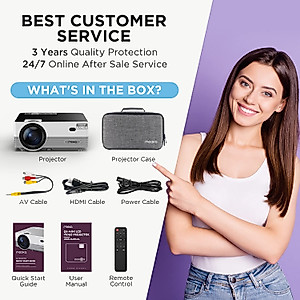Projector with WiFi and Bluetooth, Native 1080P Movie Projector with 8500L HD, 4K & 300" Screen Supported, Mini WiFi Video Projector, Protable Projector with Carrying Bag