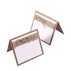 UEETEK 10pcs Burlap Guest Wedding Party Table Place Cards Wedding Collection set For Shabby Chic Rustic Wedding
