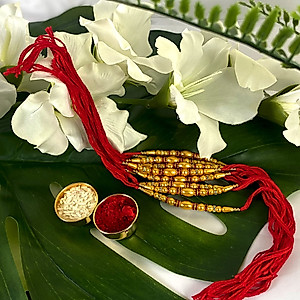 KSJONE Set of 12 Rakhi for Brothers Moti, Beads Ring Diamond Design Rakhi Traditional Handmade Rakhi Set with Roli Chawal, Indian Festive Rakshabandhan Bro Bracelet Thread Rakdi Rakhee Gift Set