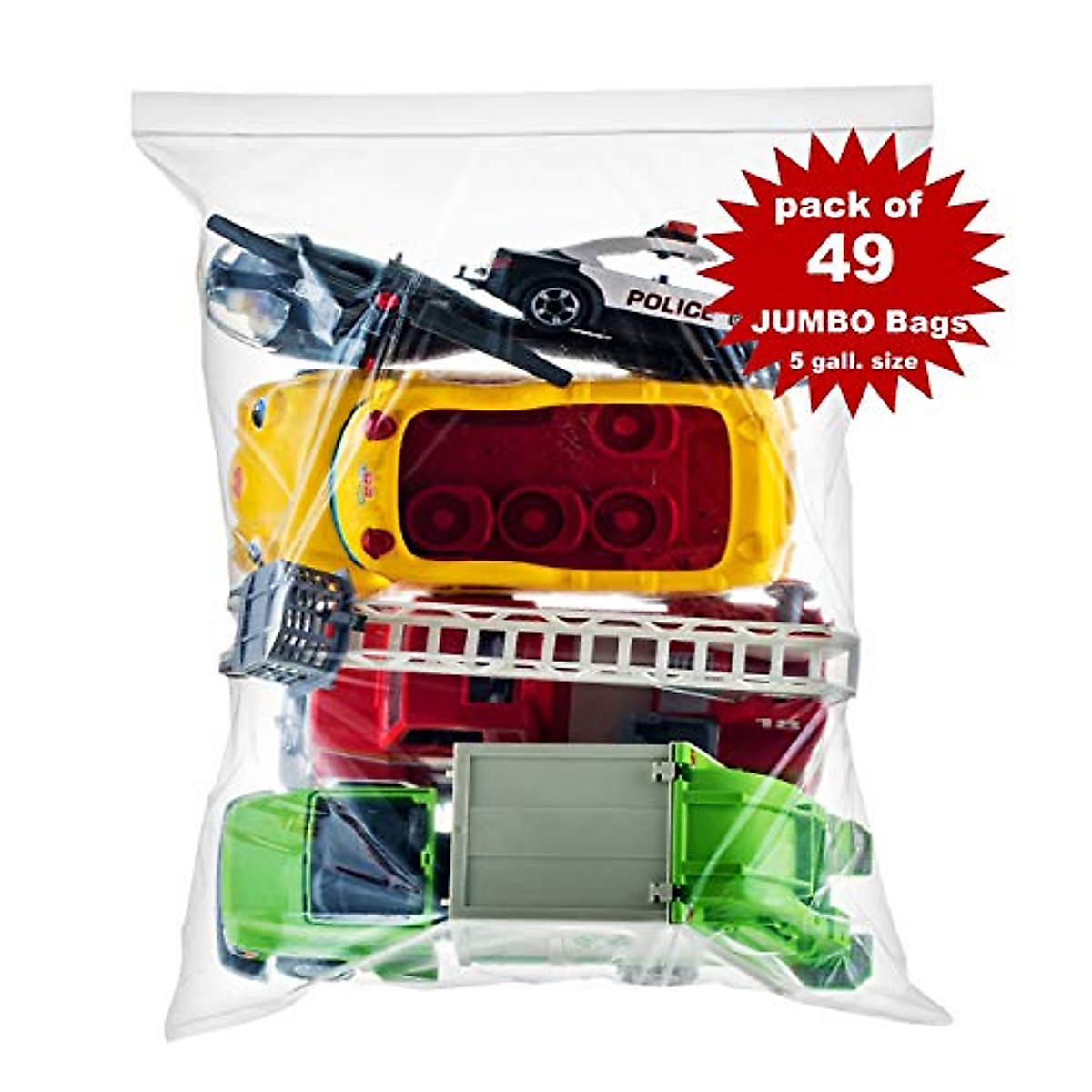 Extra Large Jumbo Size Clear Zipper Storage Bags, Huge 5 Gallon BIG Zip & Lock Resealable Bags, For Food Storage, Freezer, Meat, Home Organization (49 Bags)