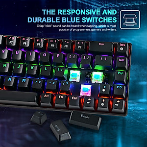 RaceGT Wired Mechanical Gaming Keyboard - 67 Keys Ultra-Compact Mini Keyboard, Wired USB Keyboards, Multi Color RGB Illuminated LED Backlit for PC Gamer Computer Desktop (Black)…