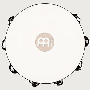 Meinl Percussion TAH2AB Traditional 10-Inch Wood Tambourine with Goat Skin Head and Steel Jingles, 2 Row