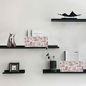 Emelivor Chinoiserie Style Fabric Storage Basket Bins Set (2pcs) Felt Collapsible Storage Bins with Fabric Rectangle Baskets for Organizing for Organizer, Closet, Shelves, Office