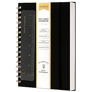 Dot Grid Spiral Notebook A5 Spiral Bullet Dotted Journal 160 Pages Thick Dot Paper Notebooks Plastic Hardcover Spiral Notebook 5x7 Wire Bound Notebooks for Note Taking School Office Supplies,Black