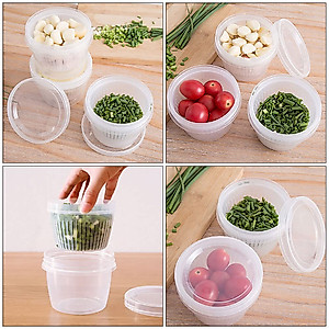 LUOZZY 10Pcs Food Storage Containers with Lids Fruit Keeper Box Containers Double-layer Draining Box for Vegetable Storage, Fresh Fruits, Salad