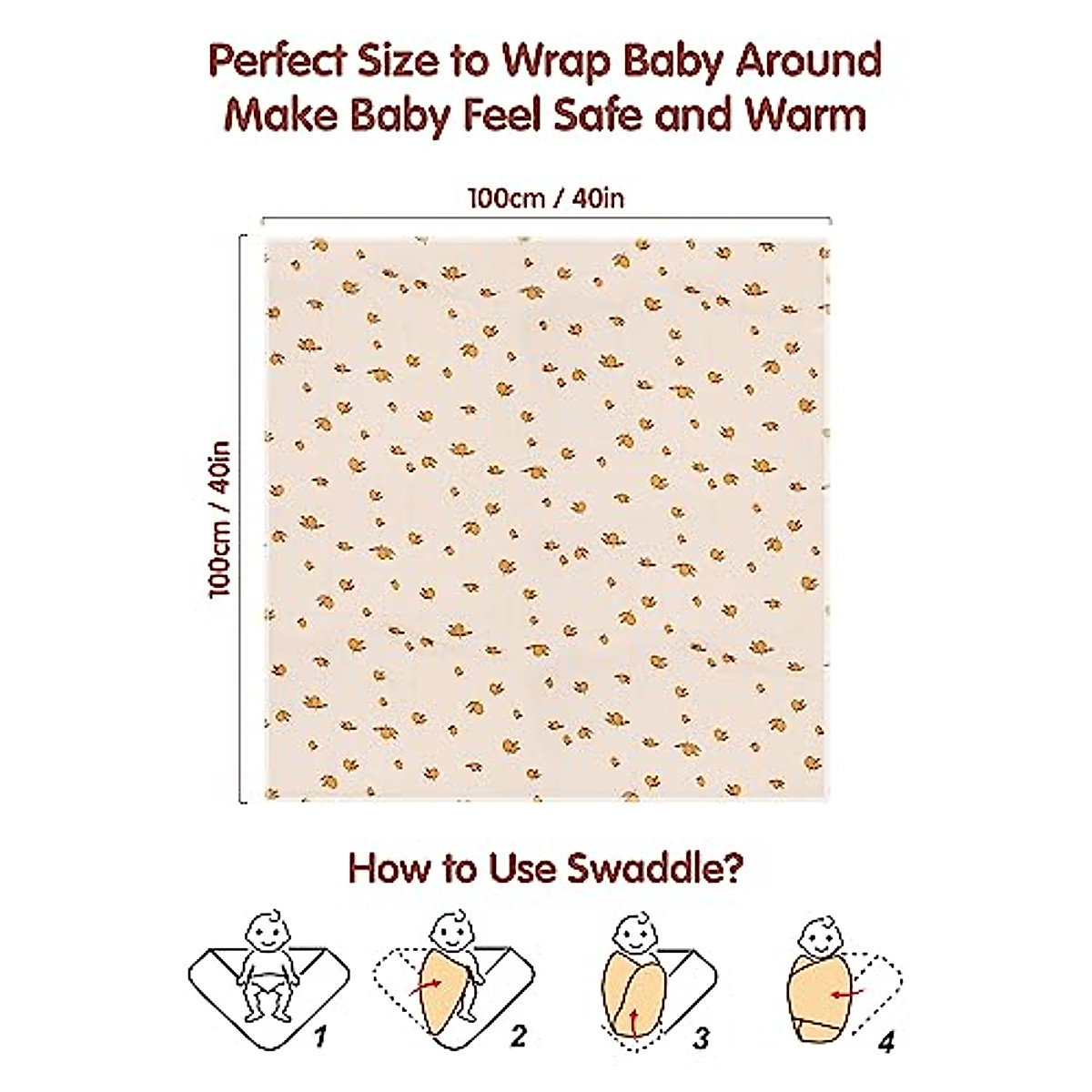 kmilro Muslin Swaddle Blankets 4 Pack Baby Swaddle Blankets for Unisex 40 x 40 inches Newborn Receiving Blanket Cotton Soft Breathable Muslin Baby Swaddles for Boys & Girls