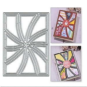 Rectangle Grid Frame Cutting Die Cuts, DIY Crafts Template Stitched Whirl Rectangle Frame Scrapbook Cards Cutting Dies Cut Stencils for DIY Embossing Card Making Decorative Paper Dies Scrapbooking