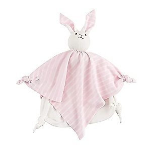Under the Nile Organic Cotton Baby Girl Pink Stripe Bunny Blanket 10"