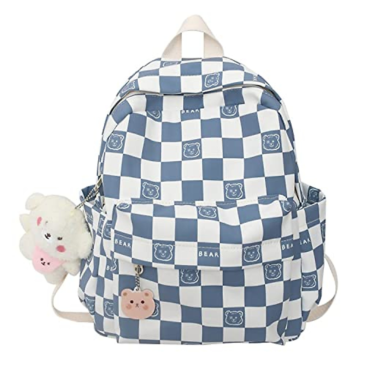 Preppy Aesthetic Mini Cute Fresh Checkered Backpack Plaid backpack School Bookbag Lightweight Bookbag Supplies Travel Bag for Girls (Blue)
