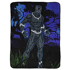 Marvel Black Panther Legend Throw Blanket - Measures 46 x 60 inches, Kids Bedding - Fade Resistant Super Soft Fleece (Official Product)