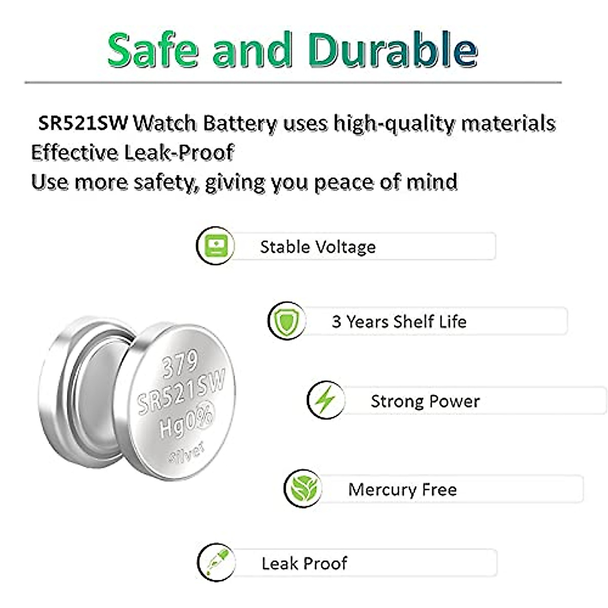 KaPonsec 20Packs SR521SW 379 LR521 AG0 1.5V Button Coin Cell Watch Battery