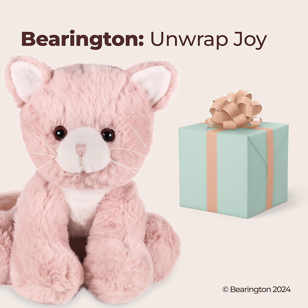 Bearington Mew Mew The Pink Kitty Stuffed Animal Plush, 10.5 Inch Stuffed Animal