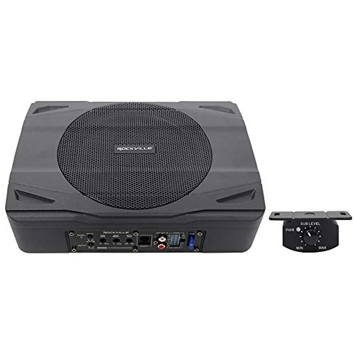 Rockville SS8P 400 Watt Slim Under-Seat Powered Car/Truck Subwoofer Sub+Amp Kit Black