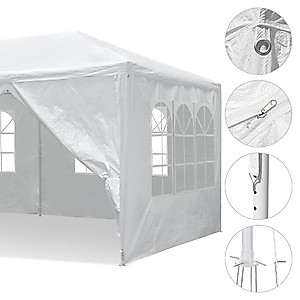 Yescom 10'x20' White Outdoor Wedding Party Patio Enclosed Canopy Tent w/Removable Side Wall Canopy Sun Shelter