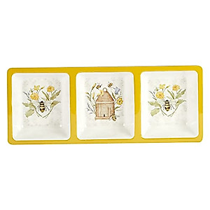 Certified International Bee Sweet 3 Piece Melamine Hostess/Serving Set, Multicolor, Large