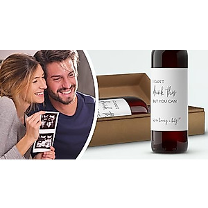 I can't drink this but you can ● SET of 5 ● GENDER NEUTRAL Pregnancy Announcement Wine Labels, Baby Announcement Wine Label, Pregnancy Reveal, Alternative to Card WATERPROOF A200-5IDT