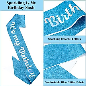 BAHABY Birthday Crown for Women, It's My Birthday Sash & Rhinestone Tiara Set Princess Birthday Sash and Tiara for Women Birthday Decorations Rhinestone Headband for Women Girls- Blue