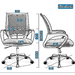 Office Chair Desk Chair Computer Chair Ergonomic Mid Back Mesh Chair with Lumbar Support & Armrest Modern Adjustable Height Swivel Task Executive Chair for Women Men Adult, Black