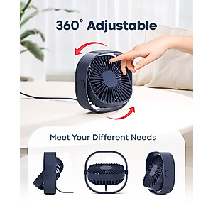 Mini Desk USB Fan Small: Mini USB Desk Fan Portable Small fan 3 Speeds Desktop Fans 4 Inch Quiet Cooling 360° Rotate Mini Table Fan - Office Bedroom Home