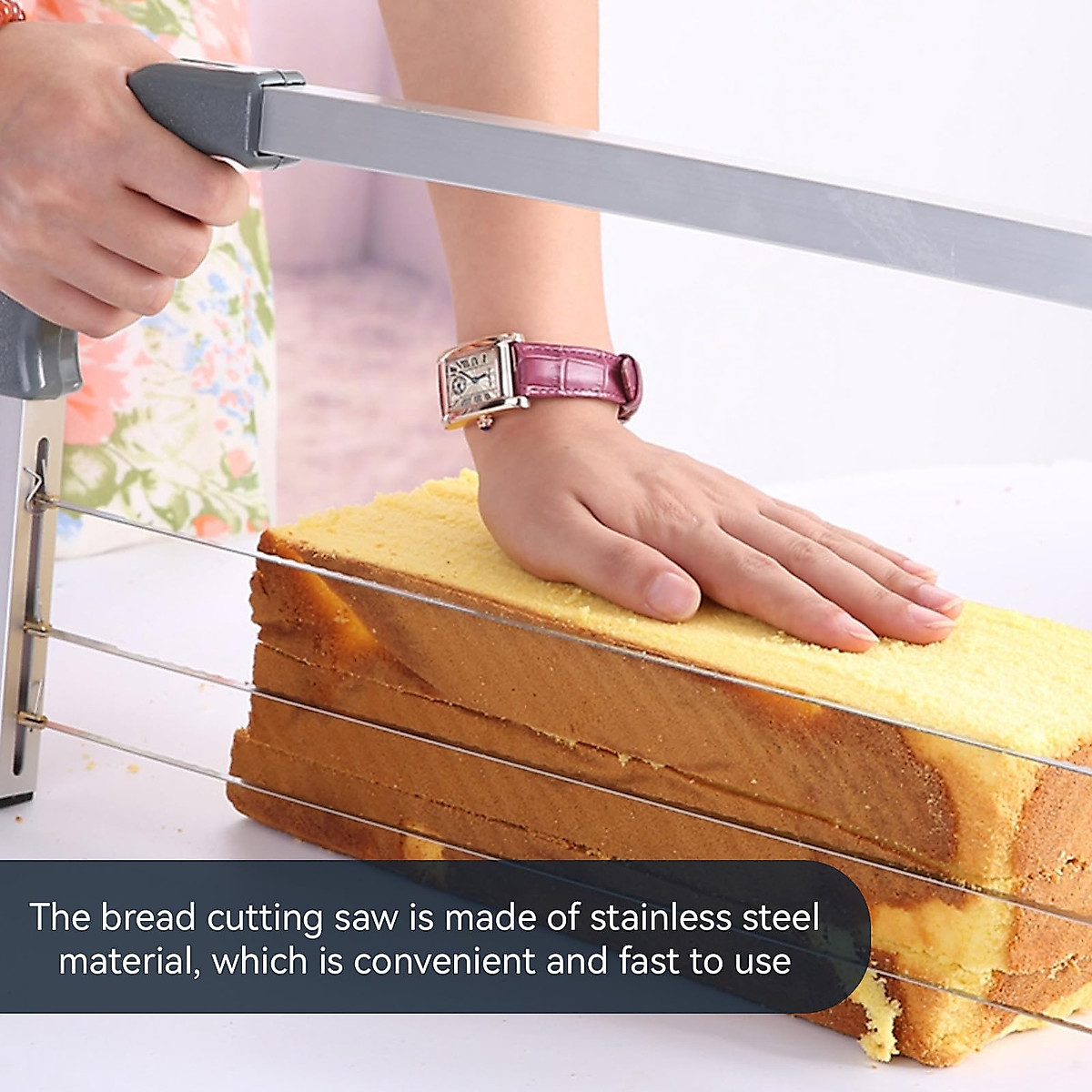 Adjustable Cake Leveler, Professional Layer Cake Slicer Cutter with 3 Stainless Steel Blades Baking Accessories for Bread Loaf Cake