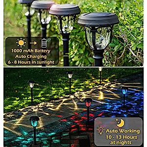 LeiDrail Solar Outdoor Lights, Solar Powered Waterproof Garden Pathway Lights with 2 Modes, RGB Changing/Warm Glass Stainless Steel Landscape Lighting for Yard Lawn Walkway - 8 Pack