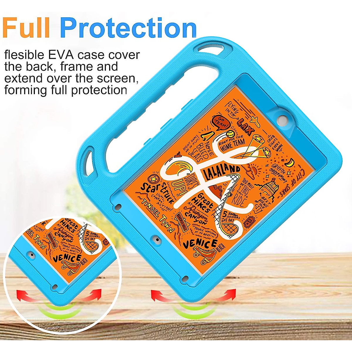 BMOUO Kids Case for iPad Mini 4/iPad Mini 5, iPad Mini 4/5 Case - Built-in Screen Protector, Shockproof Handle Convertible Stand Kids Case for iPad Mini 5th/4th Generation 7.9", Blue