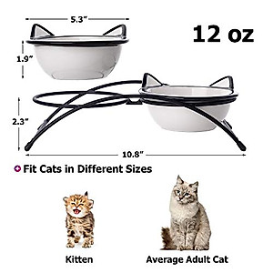 Y YHY Cat Food Bowls, Raised Cat Bowls for Food and Water,Ceramic Elevated Pet Dishes Bowls with Stand,12 oz Cats and Small Dogs Bowls,Dishwasher Safe