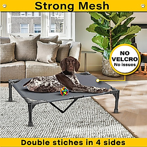 Elevated Dog Bed Raised Dog Bed Cot Bed Small Medium Large Dogs Outdoor Cooling Pet Cat Bed Breathable Mesh Washable (Large, Grey, 42''L x 25''W)