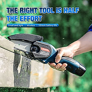 ALATIN Mini Chainsaw Cordless 4Inch ,electric Handheld Chainsaw with 2Pcs Chargeable Batteries,powered by a 12V 1500mah battery, used for wood cutting, tree trimming, gardening(2 chains)