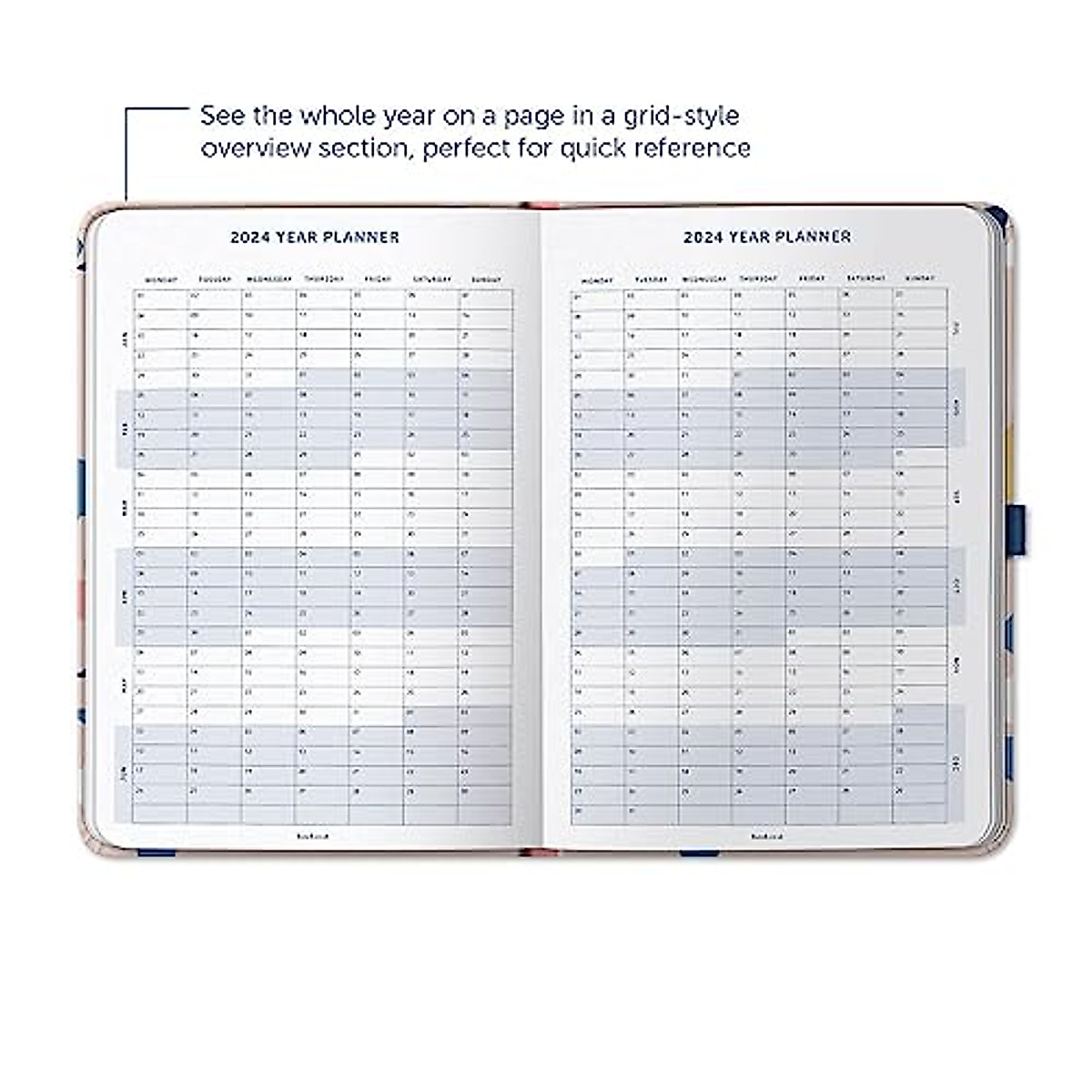 Busy B Day A Page Diary January to December 2024 - A5 Terrazzo - Daily Planner with Lined Pages, Notes and Year Planner